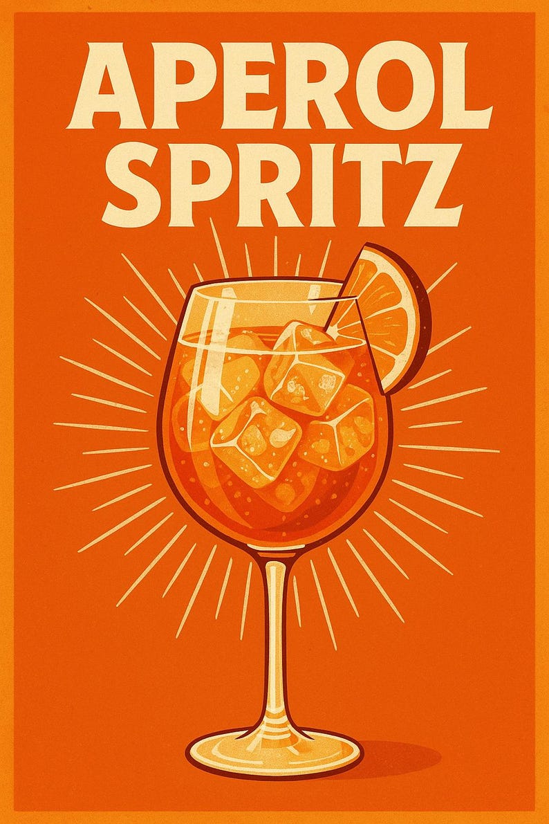 Aperol Spritz Poster Set – Retro Cocktail Digital Prints - Etsy