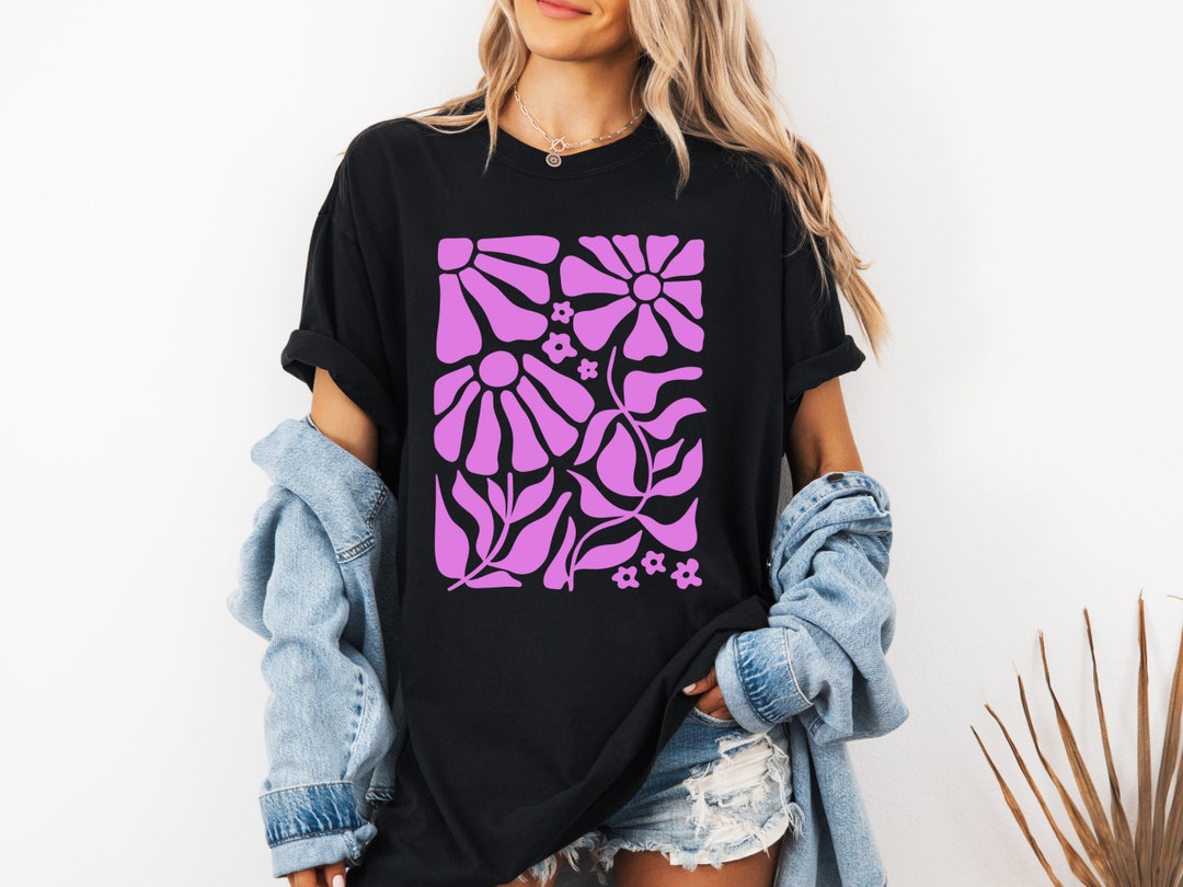 Hot Pink Retro Flowers Tee, Groovy Floral Tee, Perfect Summer Tee ...