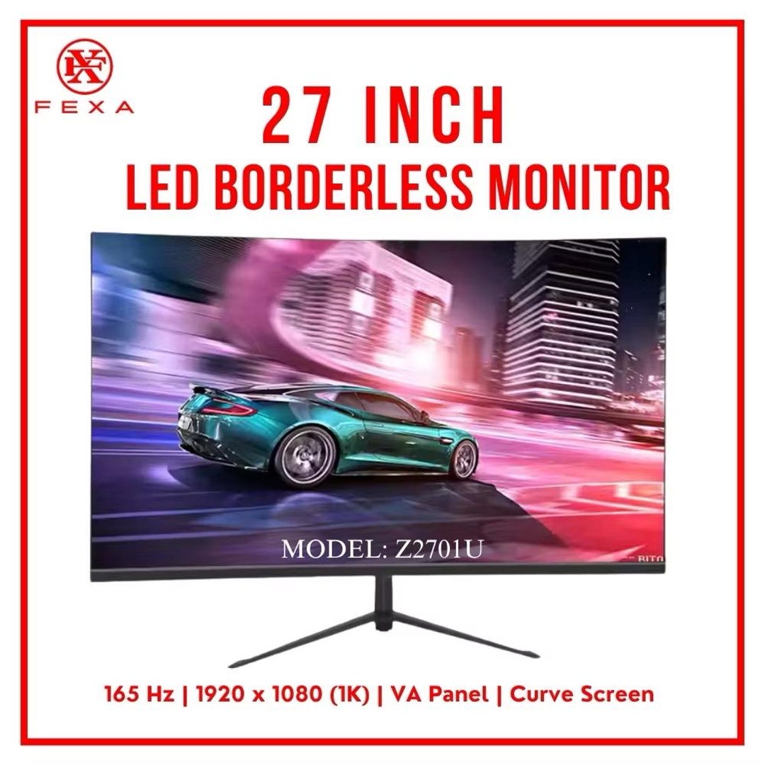 27-inch Curved Borderless Monitor – VA Panel, 1K LED Display With RGB ...