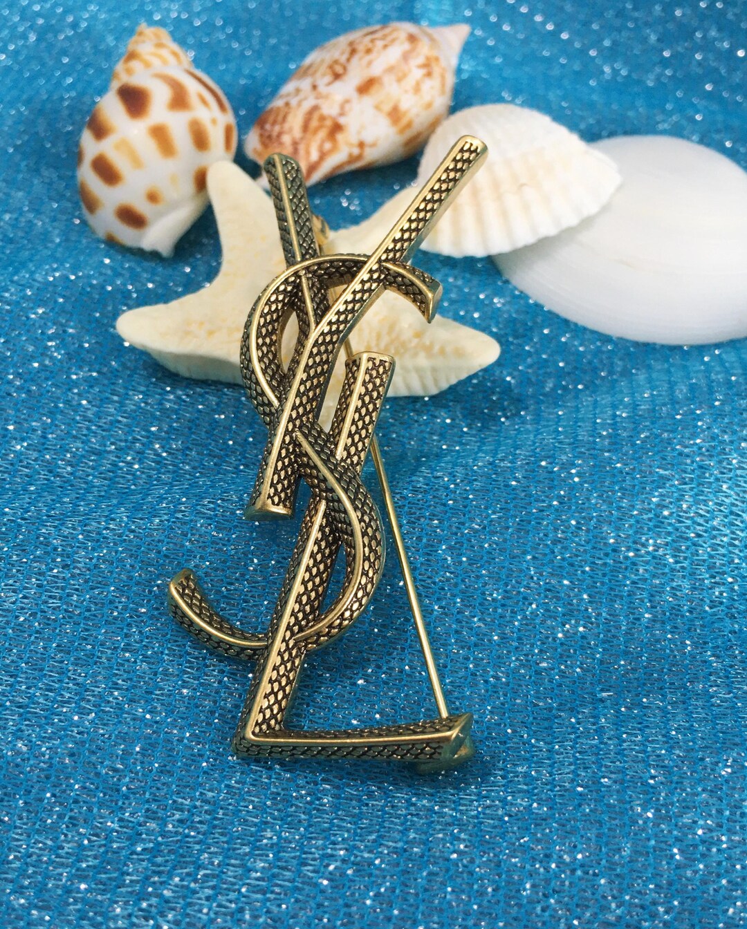 YSL Vintage Gold Snake-skin Texture Design Brooches - Etsy