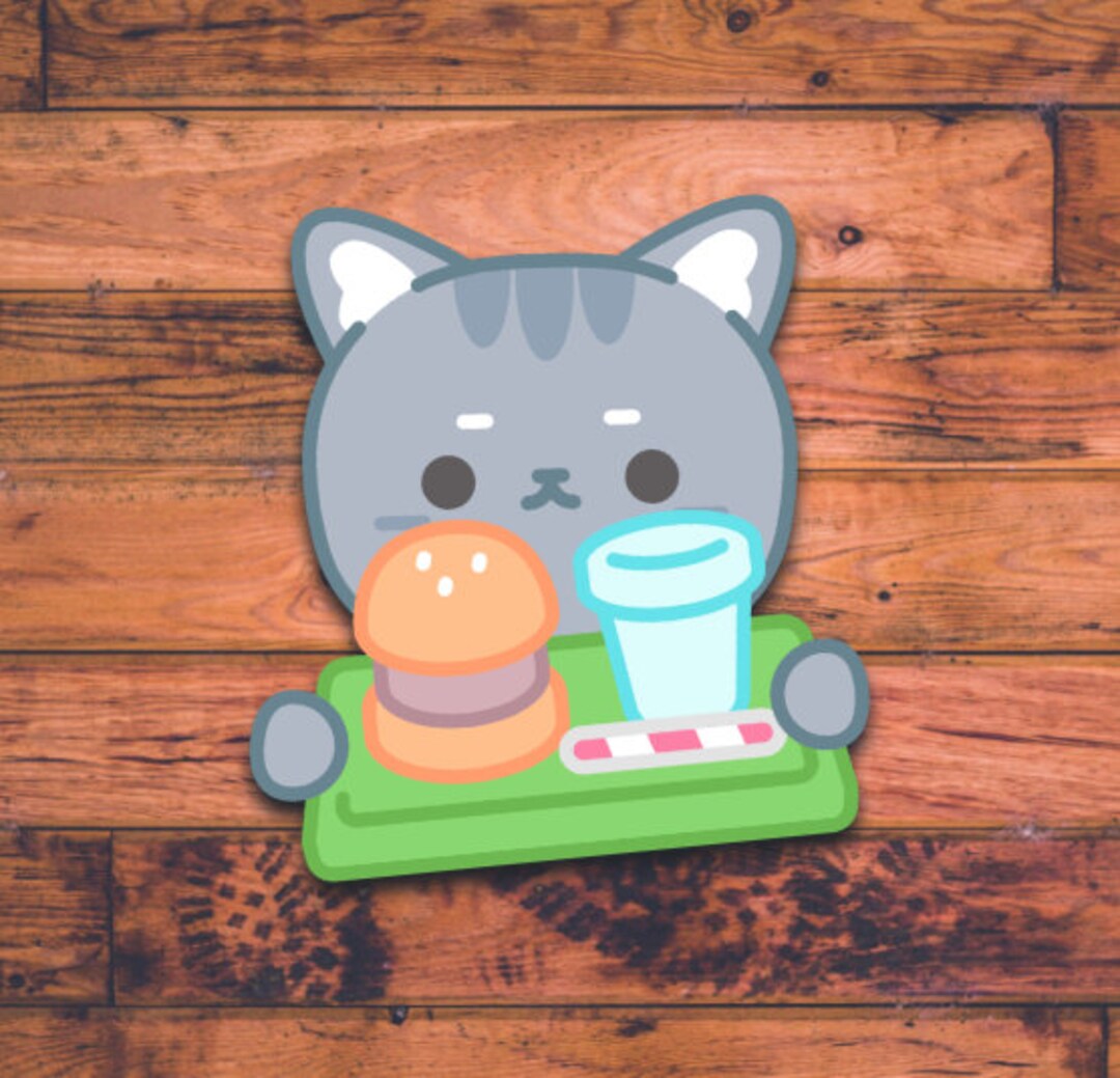 Cute Fast Food Cat Sticker, Cat Sticker for Laptop, Cat Sticker for ...
