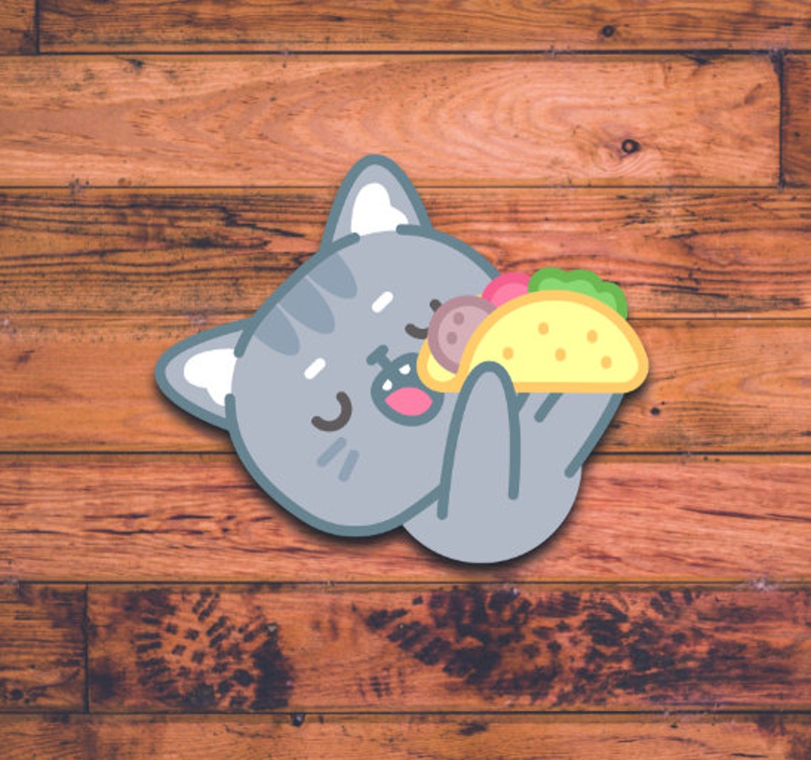 Taco Cat, Cute Cat Eating Taco Sticker, Cat Sticker for Laptop, Cat ...