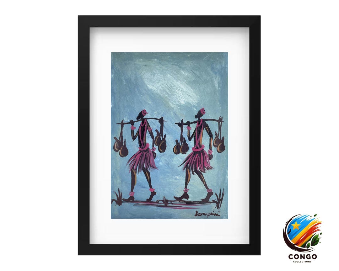 Framed Hand Painted African DRC Wall Art Bompini Collection 13 - Etsy