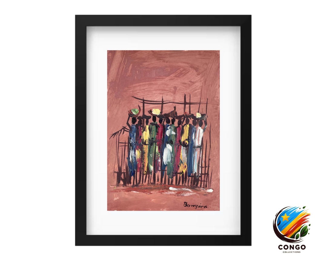 Framed Hand Painted African DRC Wall Art Bompini Collection 23 - Etsy