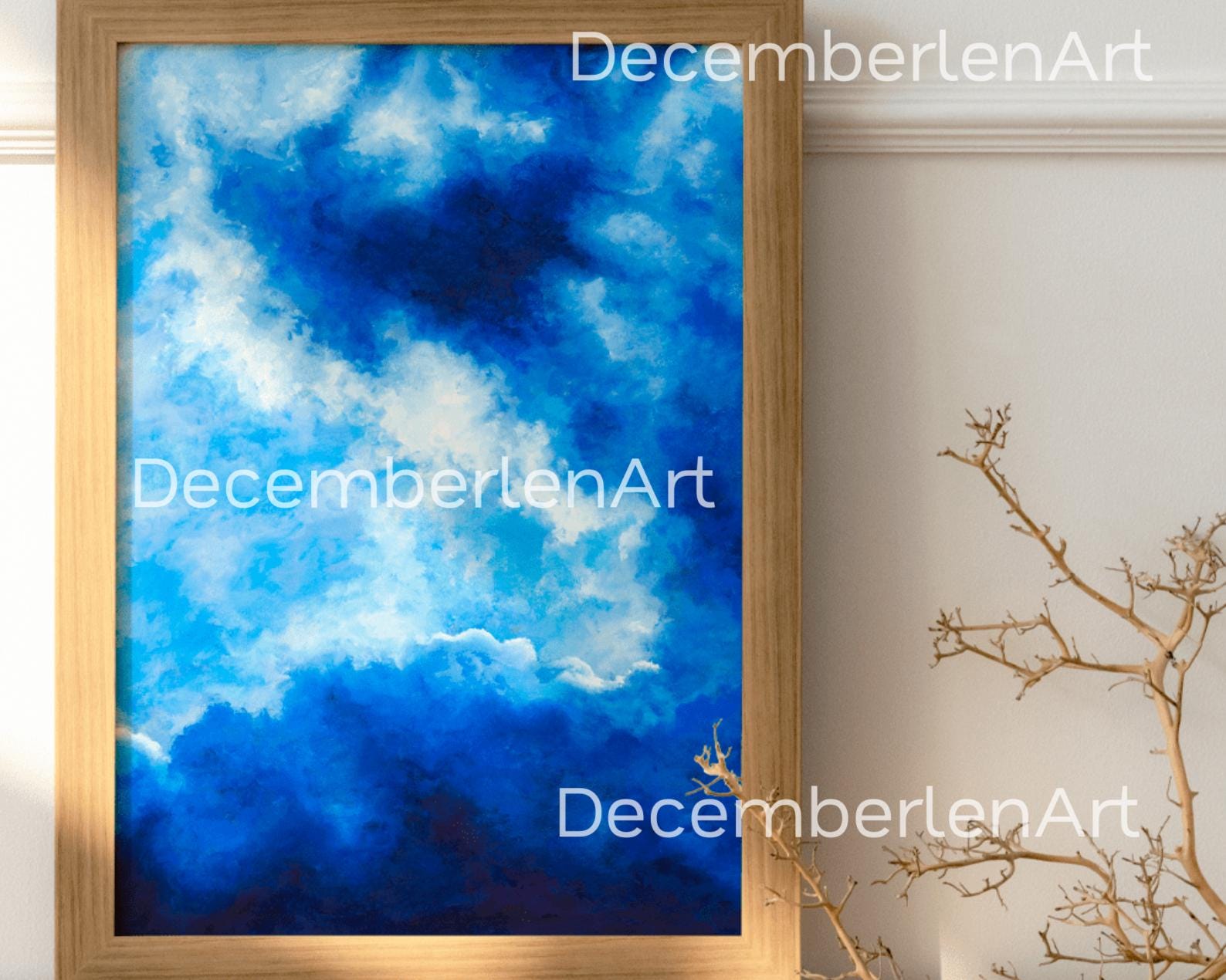 Clouds Painting Wall Art, Blue Sky Wall Art, Sky Painting, Sky Art ...