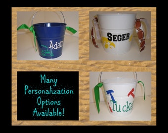 Large Metal Bucket personalized with Hearts | Etsy