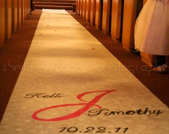 Rhinestone Monogram With Names and Date Wedding Aisle Runner | Etsy