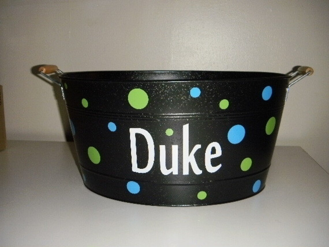 Large Metal Bucket Personalized With Polka Dots - Etsy
