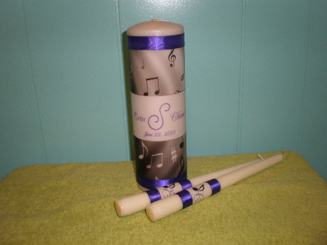 Music Note Wedding Unity Candle Personalized Set - Etsy
