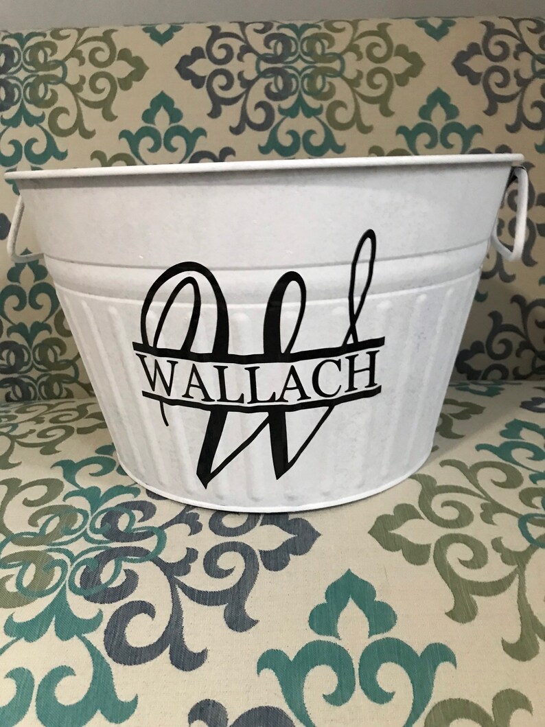 Personalized Metal Bucket With Split Monogram | Etsy