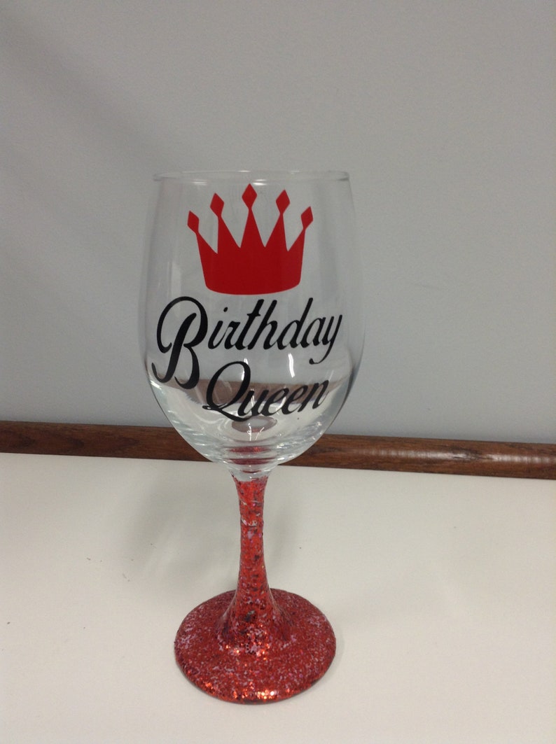 Birthday Queen Glitter Wine Glass - Etsy
