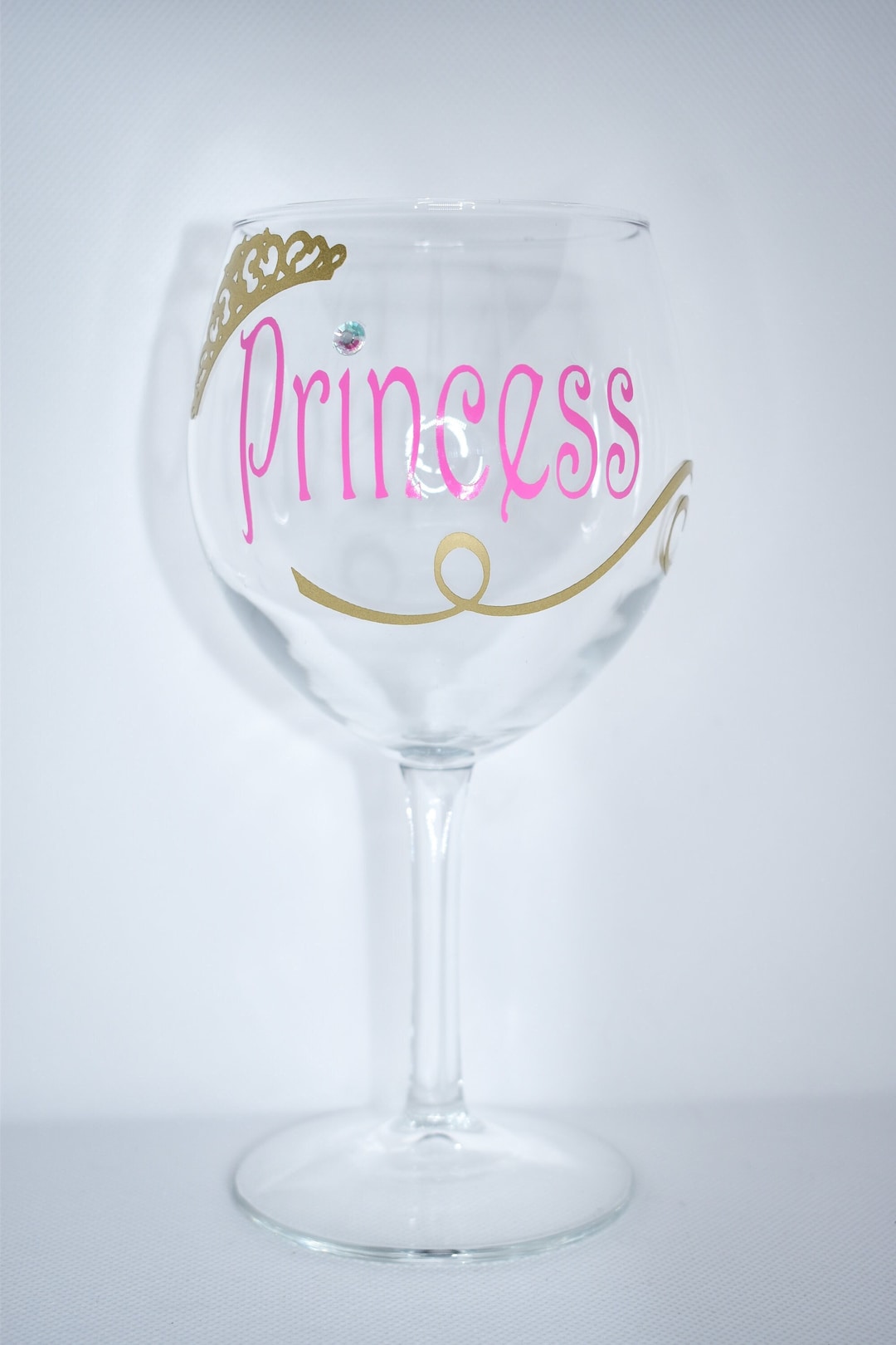 Princess Wine Glass With Tiara Personalized - Etsy