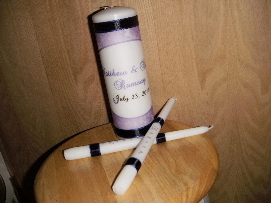 Purple Lace Design Unity Candle Set - Etsy