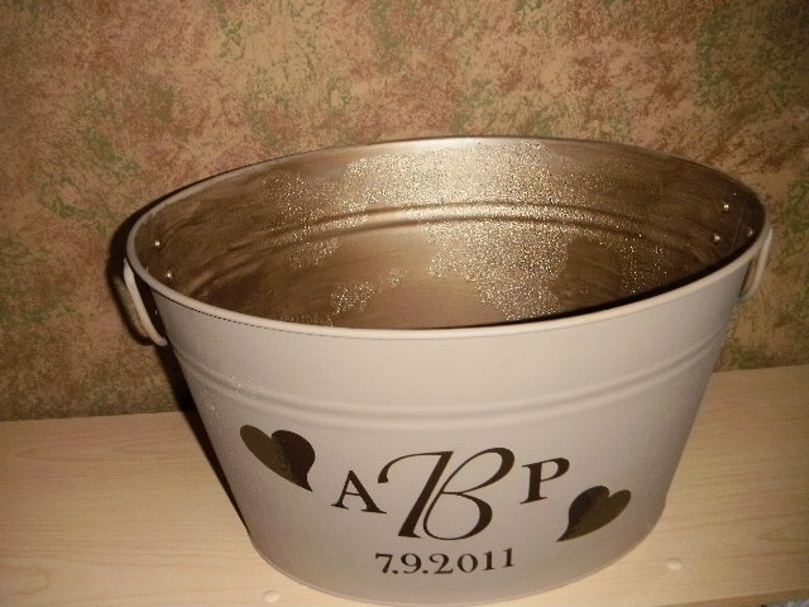 Large Metal Bucket Personalized With Hearts - Etsy