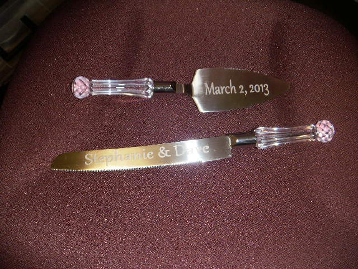 Wedding Personalized Cake Server and Knife Set Monogram Design - Etsy