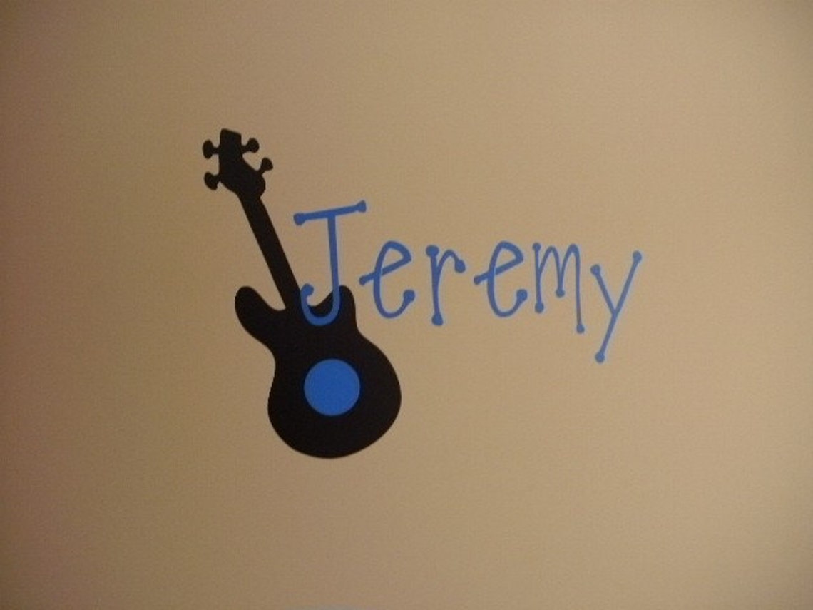 Guitar With Name Wall Vinyl Decal - Etsy