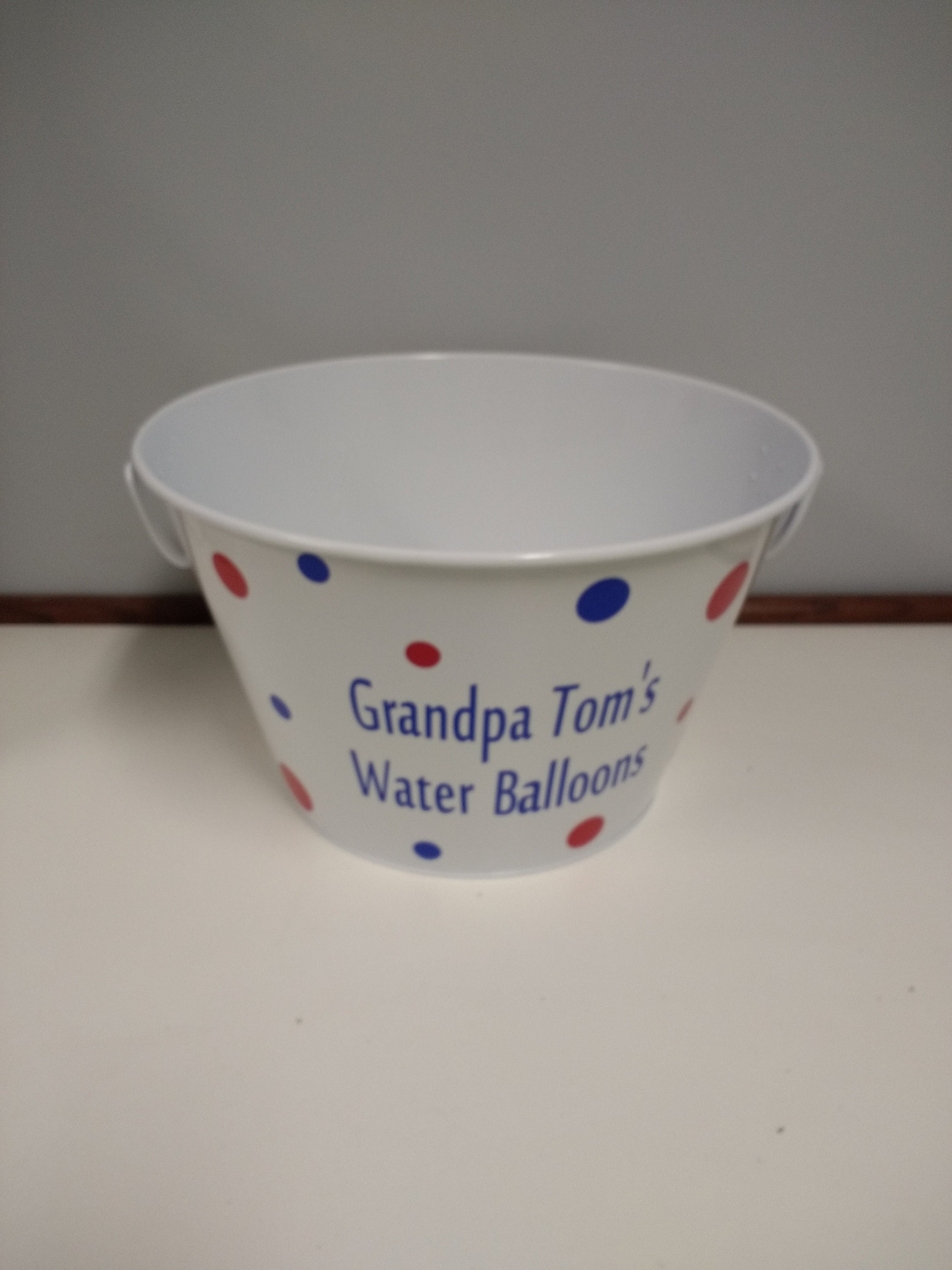 Large Metal Bucket personalized with polka dots | Etsy