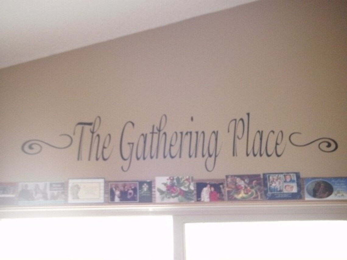 The Gathering Place Wall Vinyl Decal With Swirls - Etsy