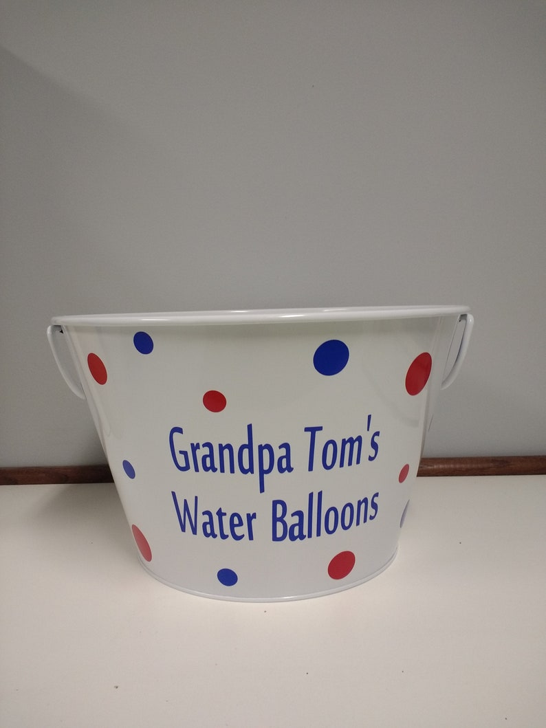 Large Metal Bucket Personalized With Polka Dots - Etsy