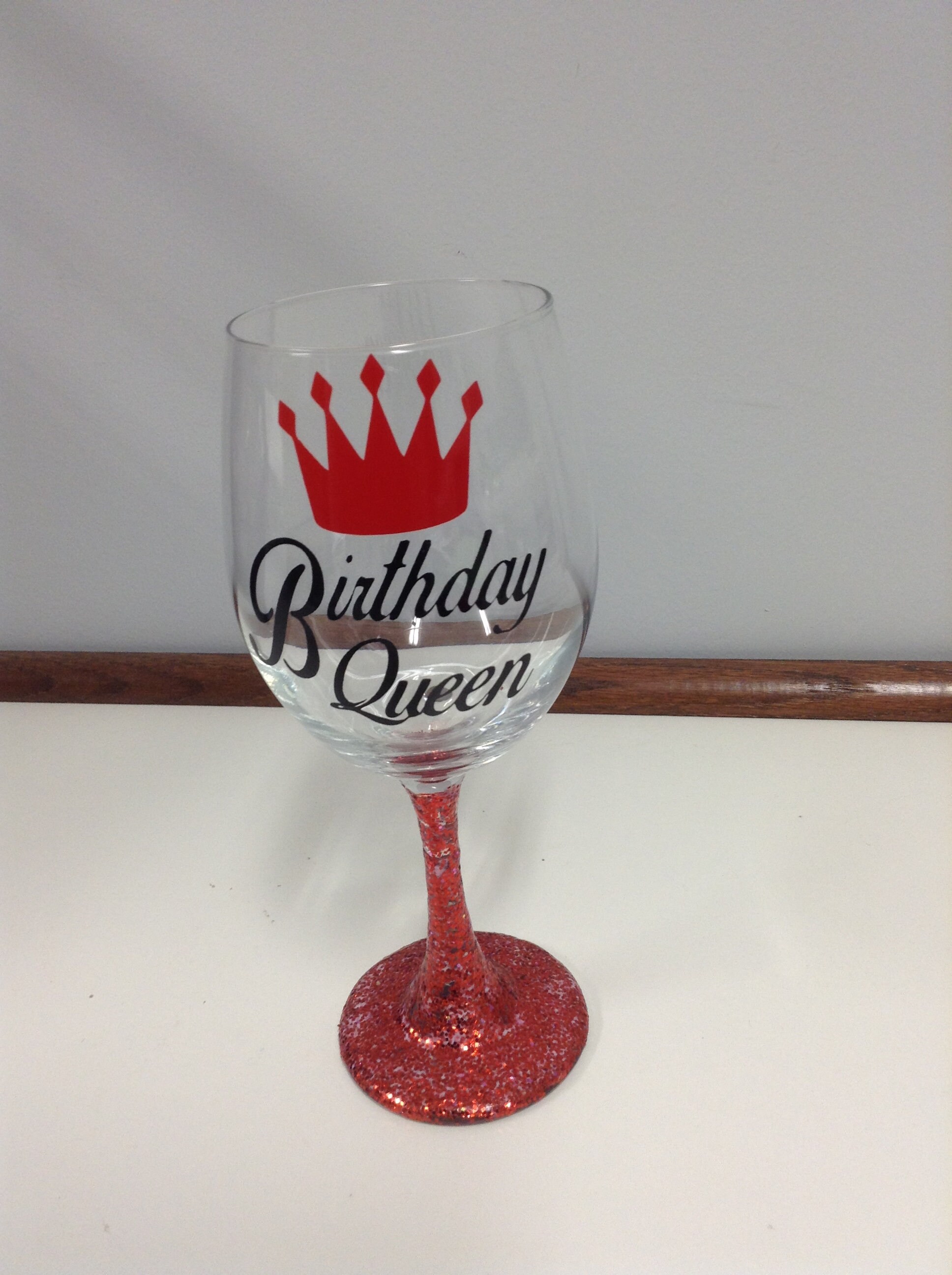 Birthday Queen Glitter Wine Glass - Etsy