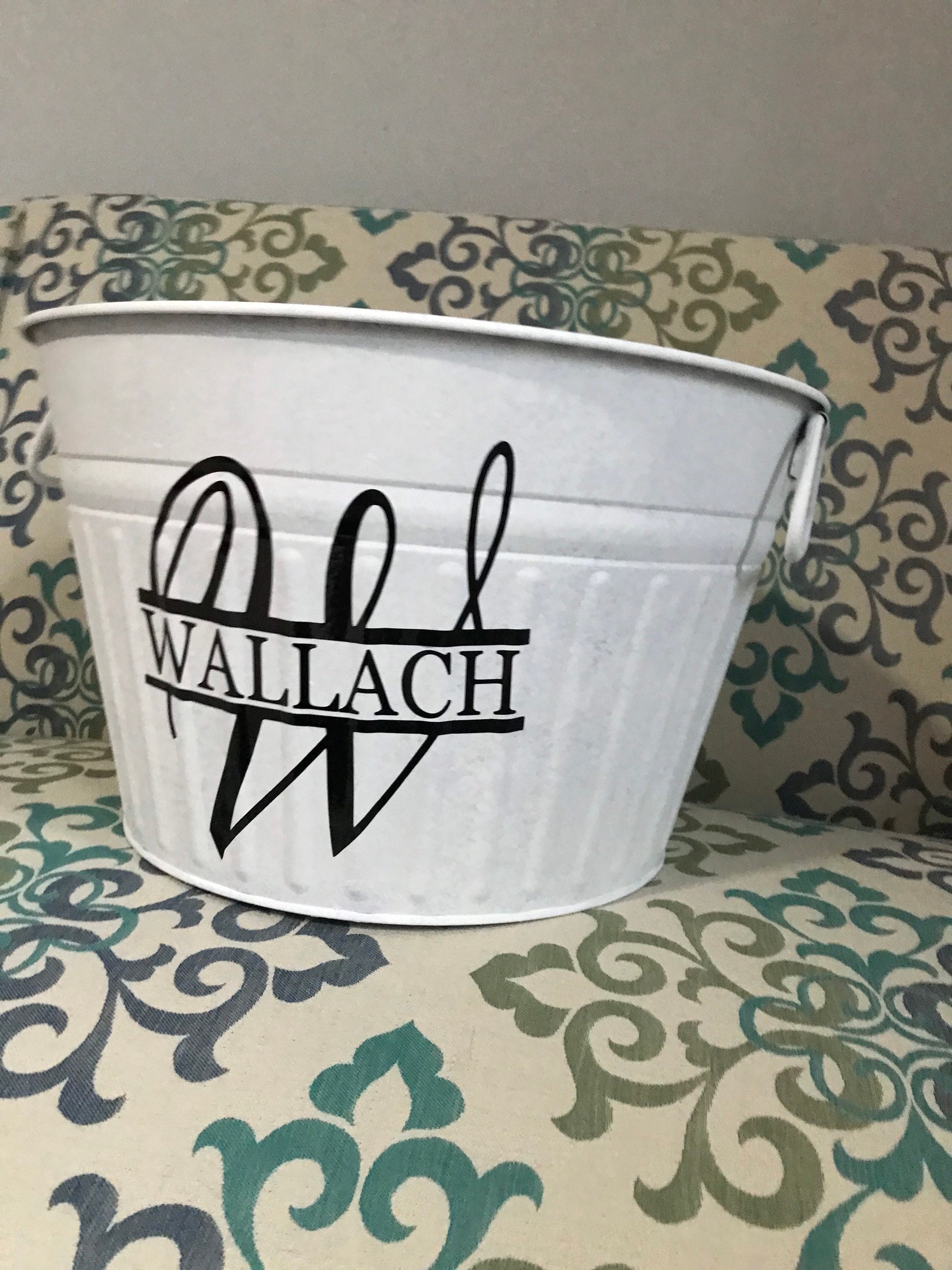 Personalized Metal Bucket With Split Monogram | Etsy