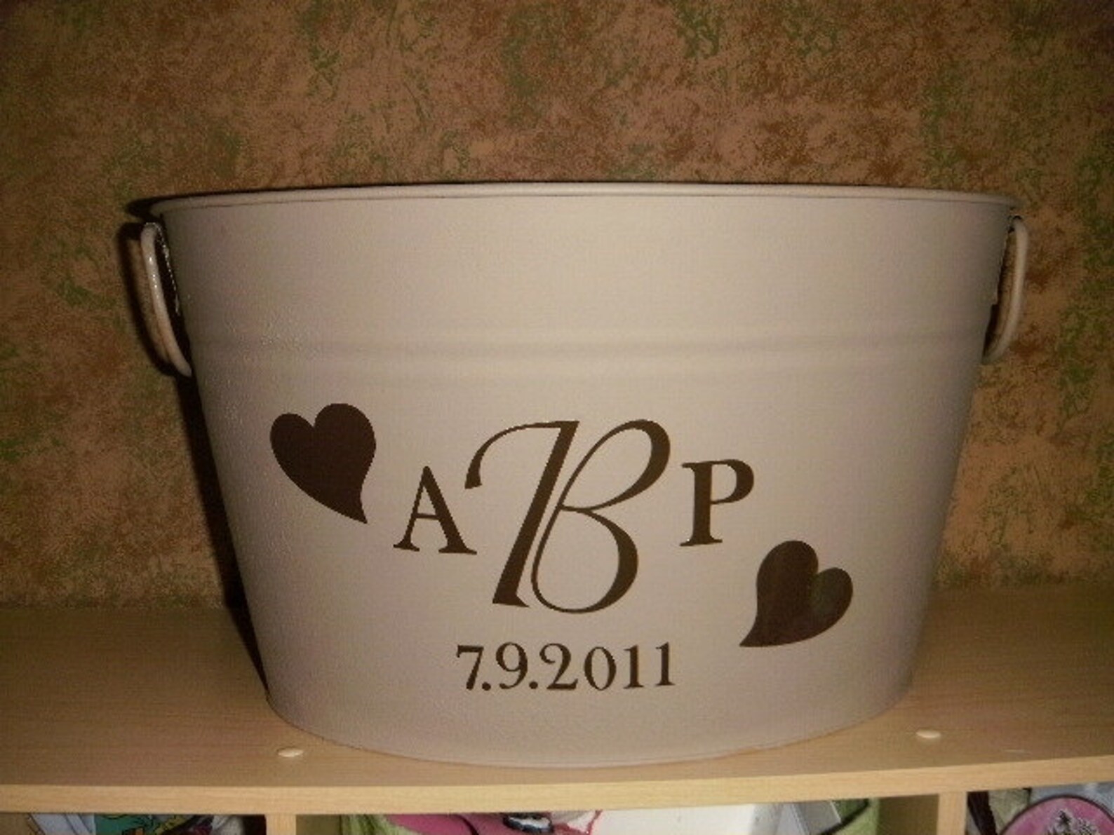 Large Metal Bucket Personalized With Hearts - Etsy