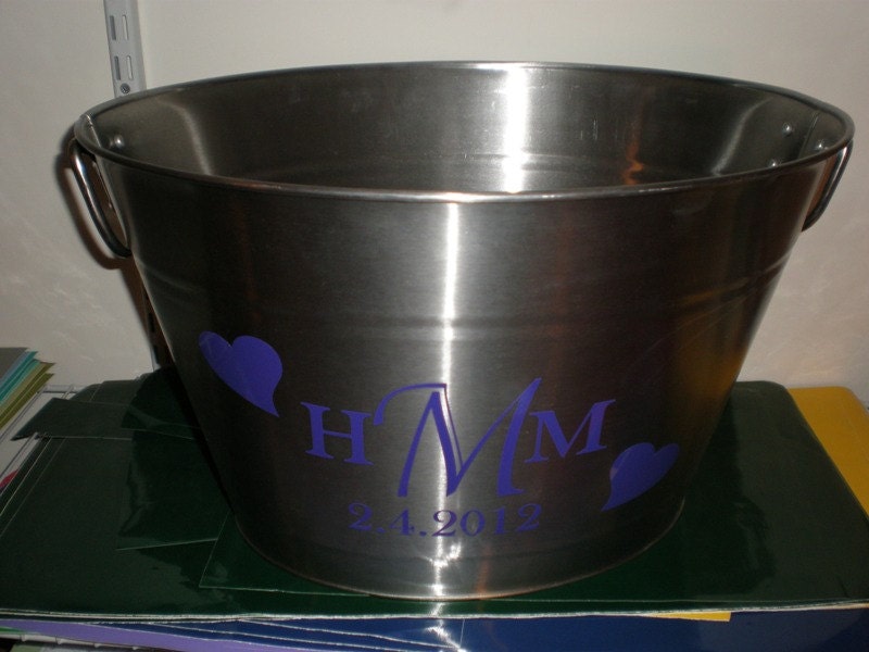 Large Metal Bucket Personalized With Hearts - Etsy