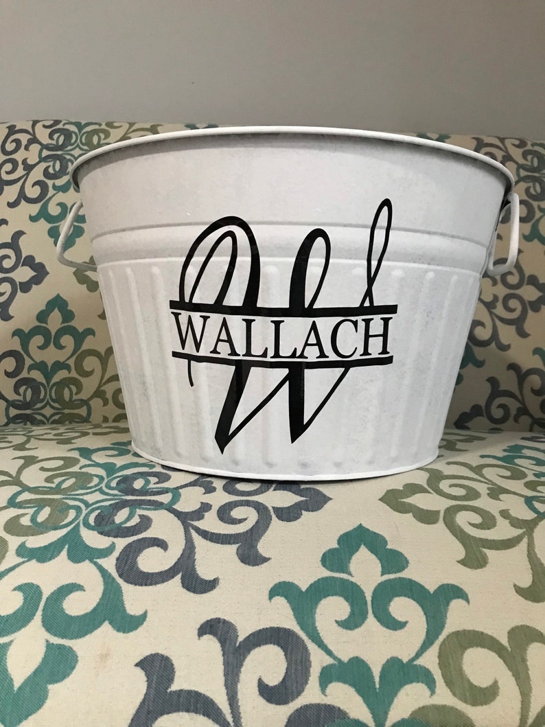 Personalized Metal Bucket With Split Monogram | Etsy