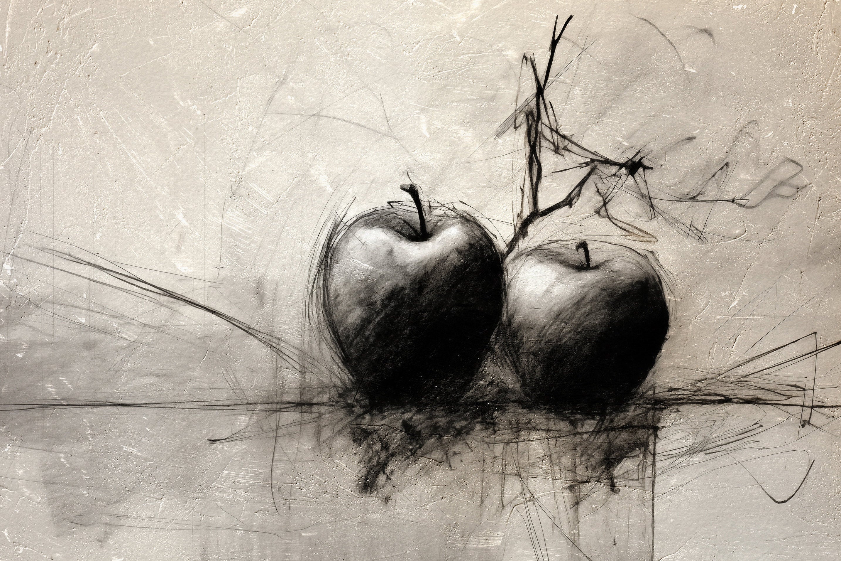 Still Life Apples, Charcoal Drawing, Print Wall Decor, Decor Wall Art ...