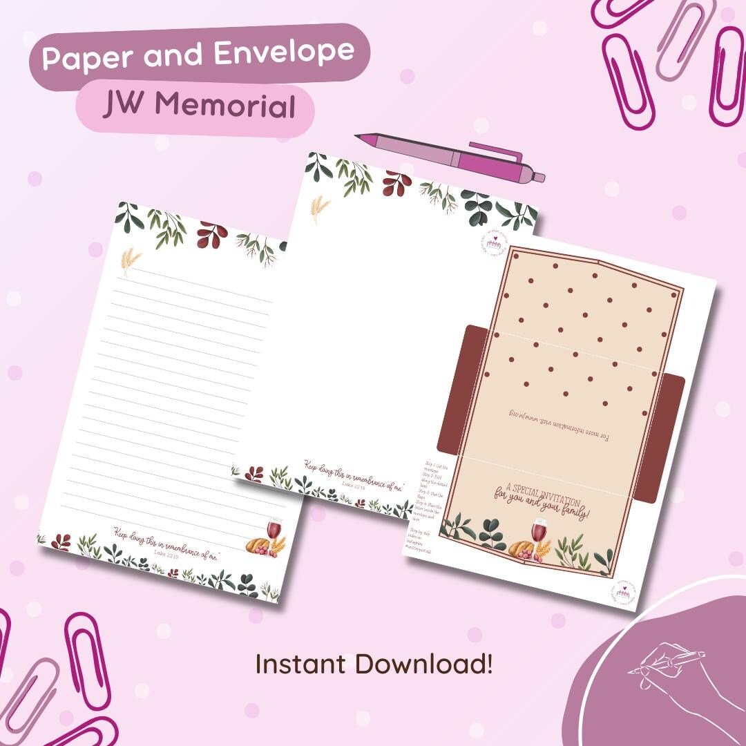JW Memorial Invitation – Printable Letter & Envelope | Stationery for ...