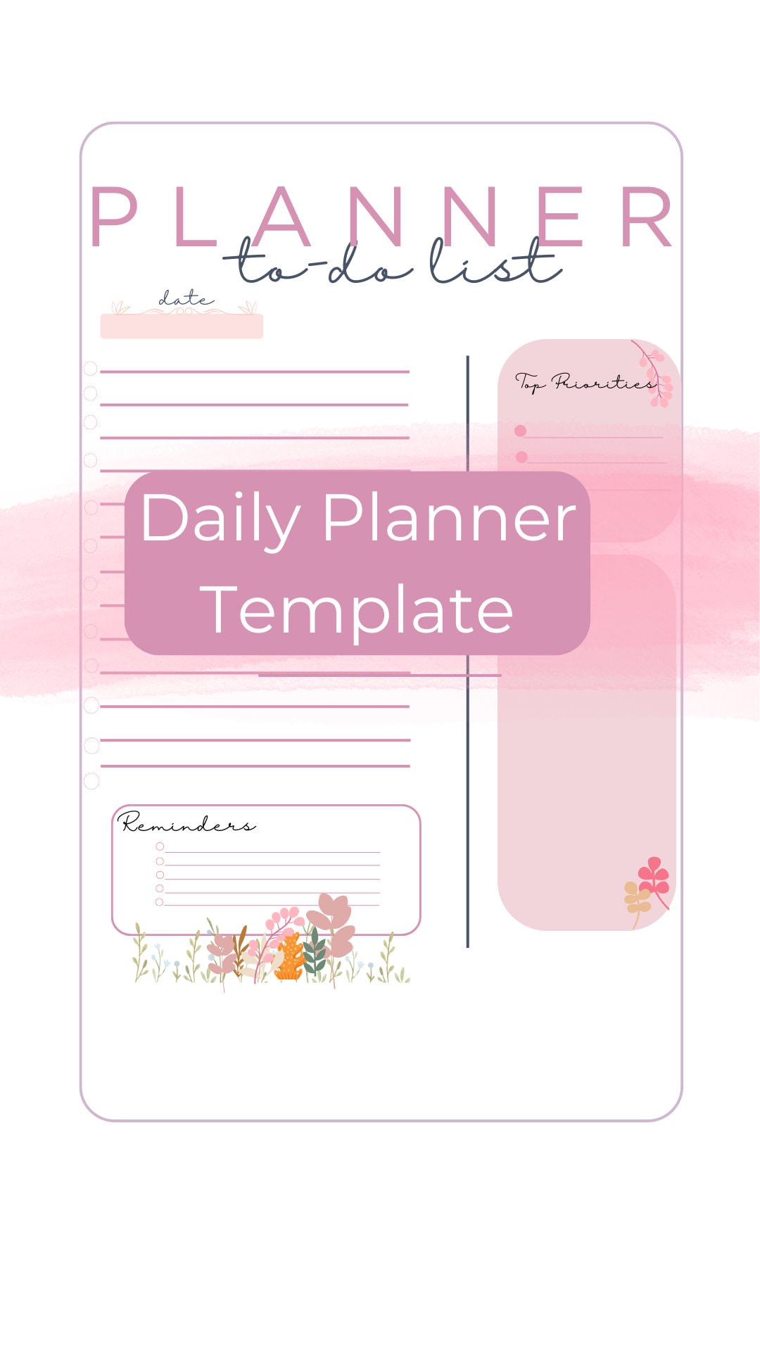 Pink Planner Template. Printable or Digital Template for Everyday Use ...