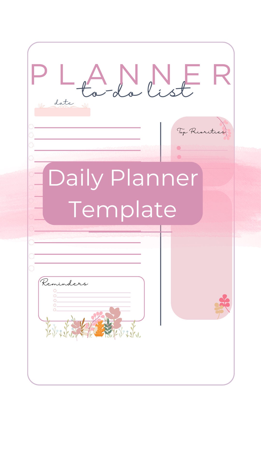Pink Planner Template. Printable or Digital Template for Everyday Use ...