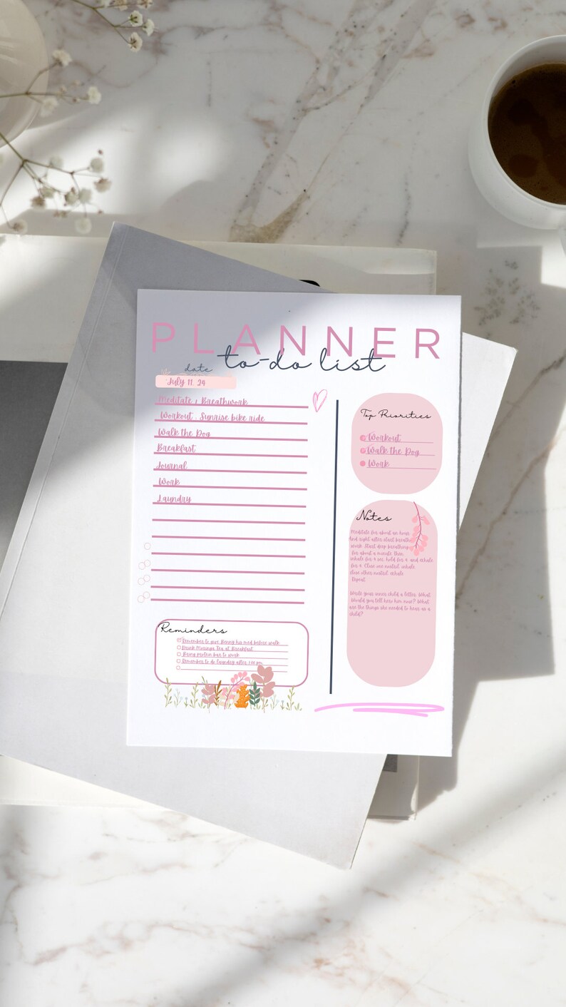 Pink Planner Template. Printable or Digital Template for Everyday Use ...