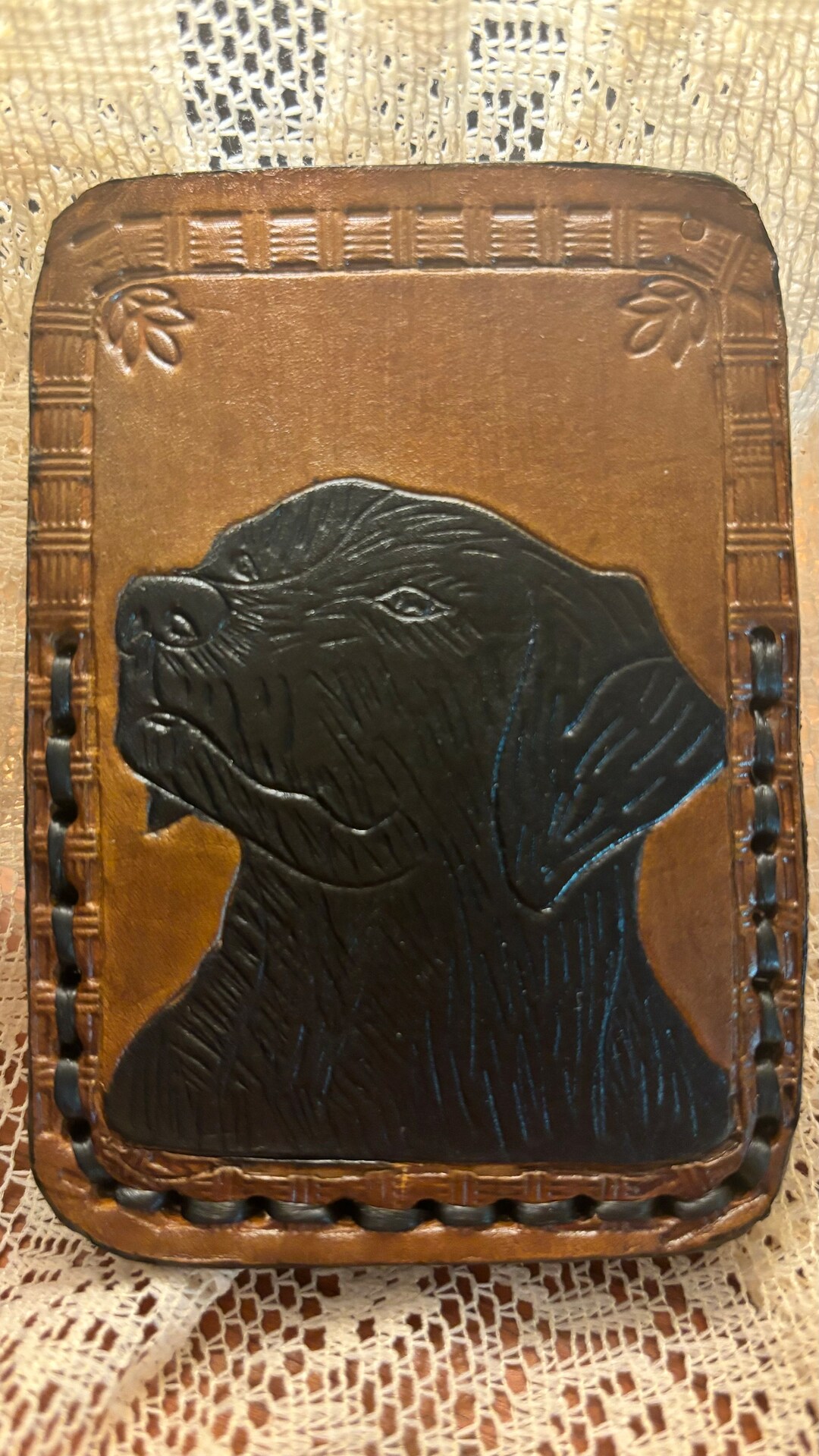 Handmade Leather Debit Card Holder - Black Lab Design - Etsy