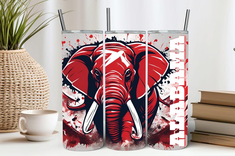Alabama Mascot Tumbler Wrap: 20oz Skinny Sublimation Design (digital ...