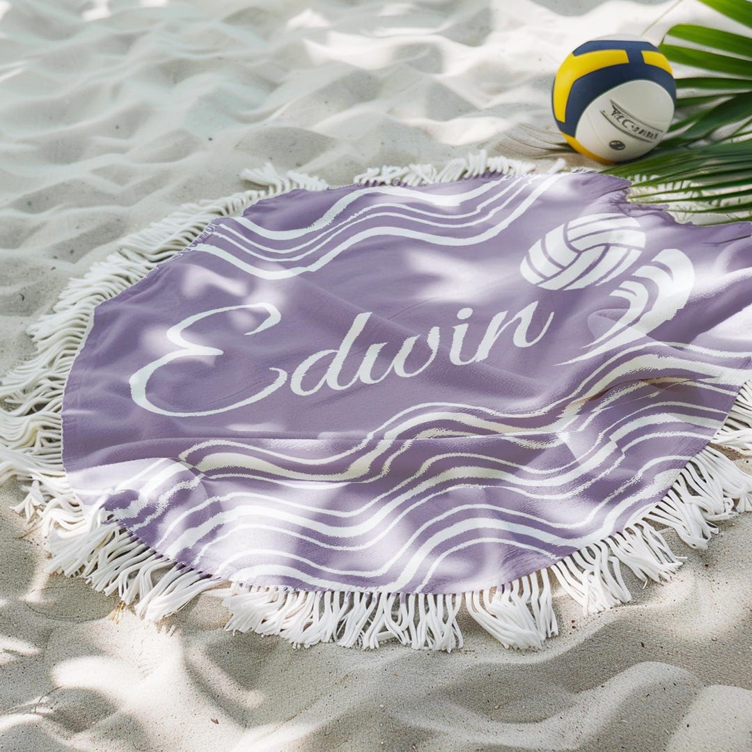 Personalized Round Beach Towel With Name, Custom Design Beach Towel ...