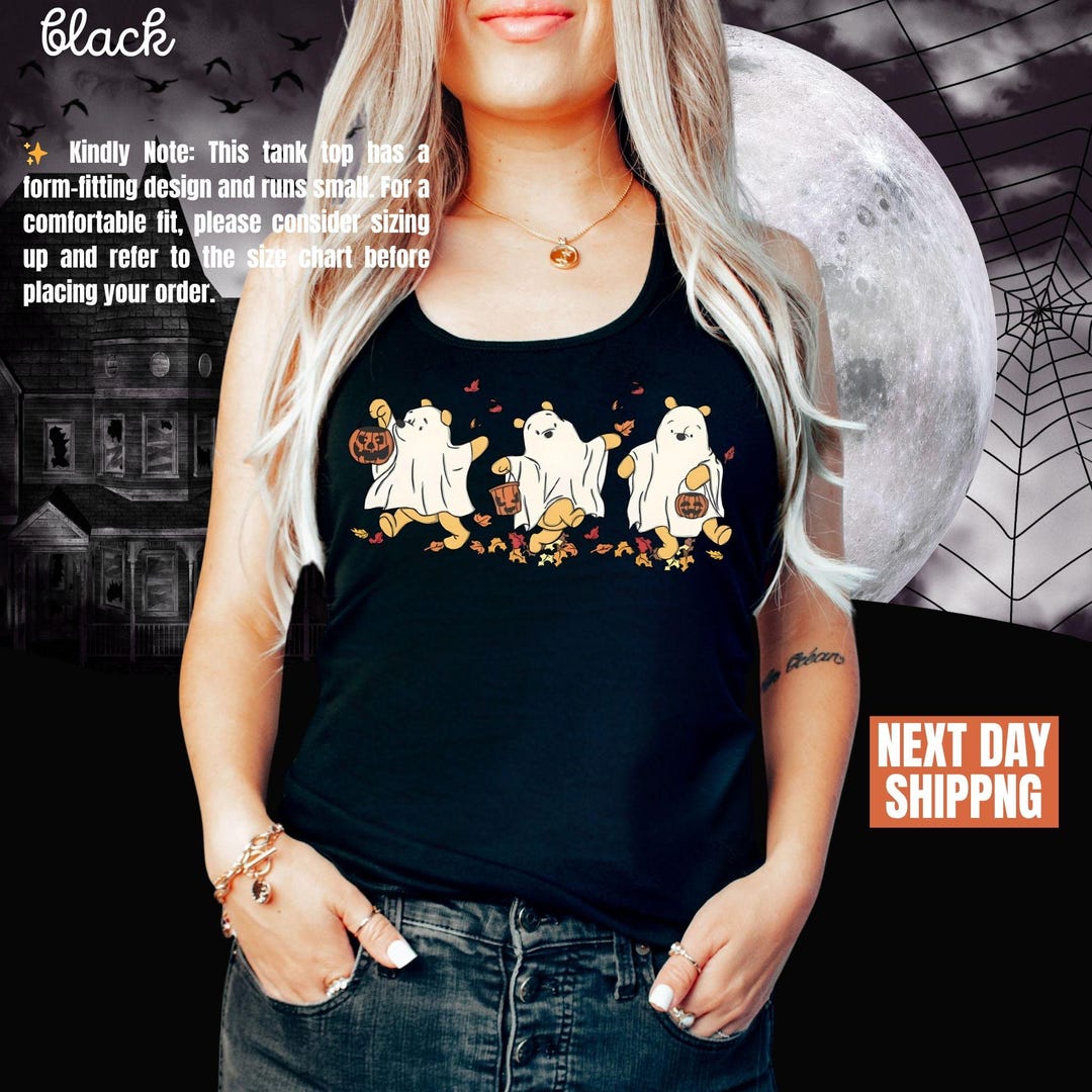 Halloween Retro Winnie the Pooh Ghost Tank Top, Spooky Season Tank Top ...