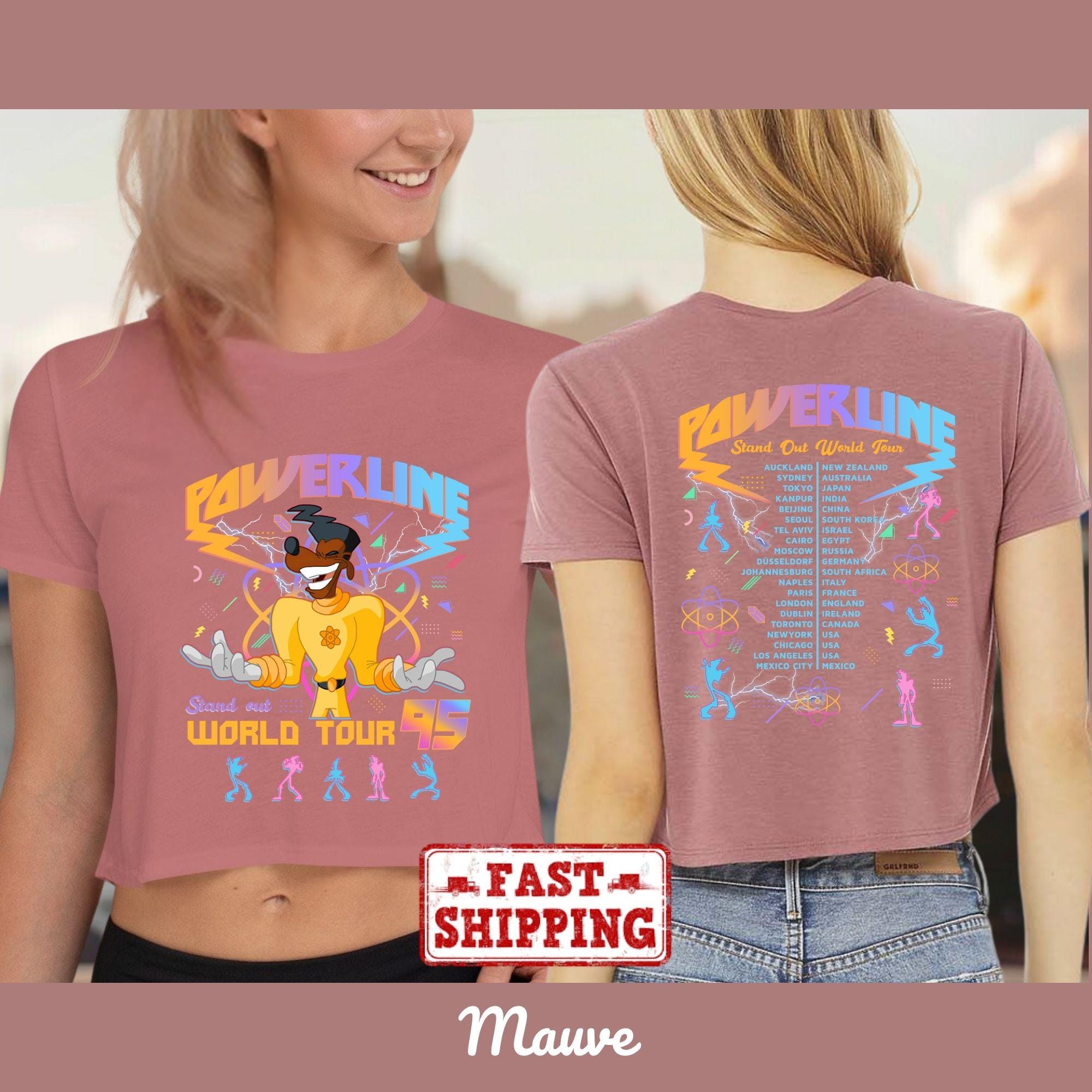 Powerline Goofy Movie Crop Top, Disney Powerline World Tour 95 Crop Top ...