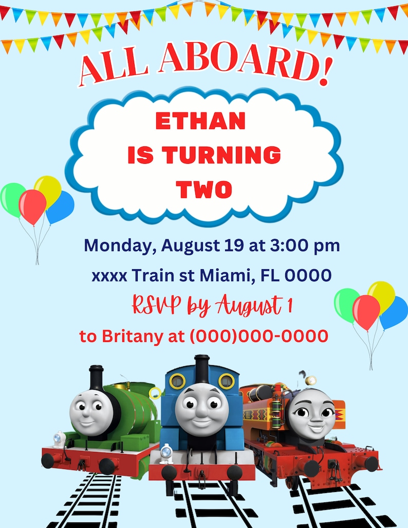 Thomas & Friends Birthday Invitation Template - Etsy