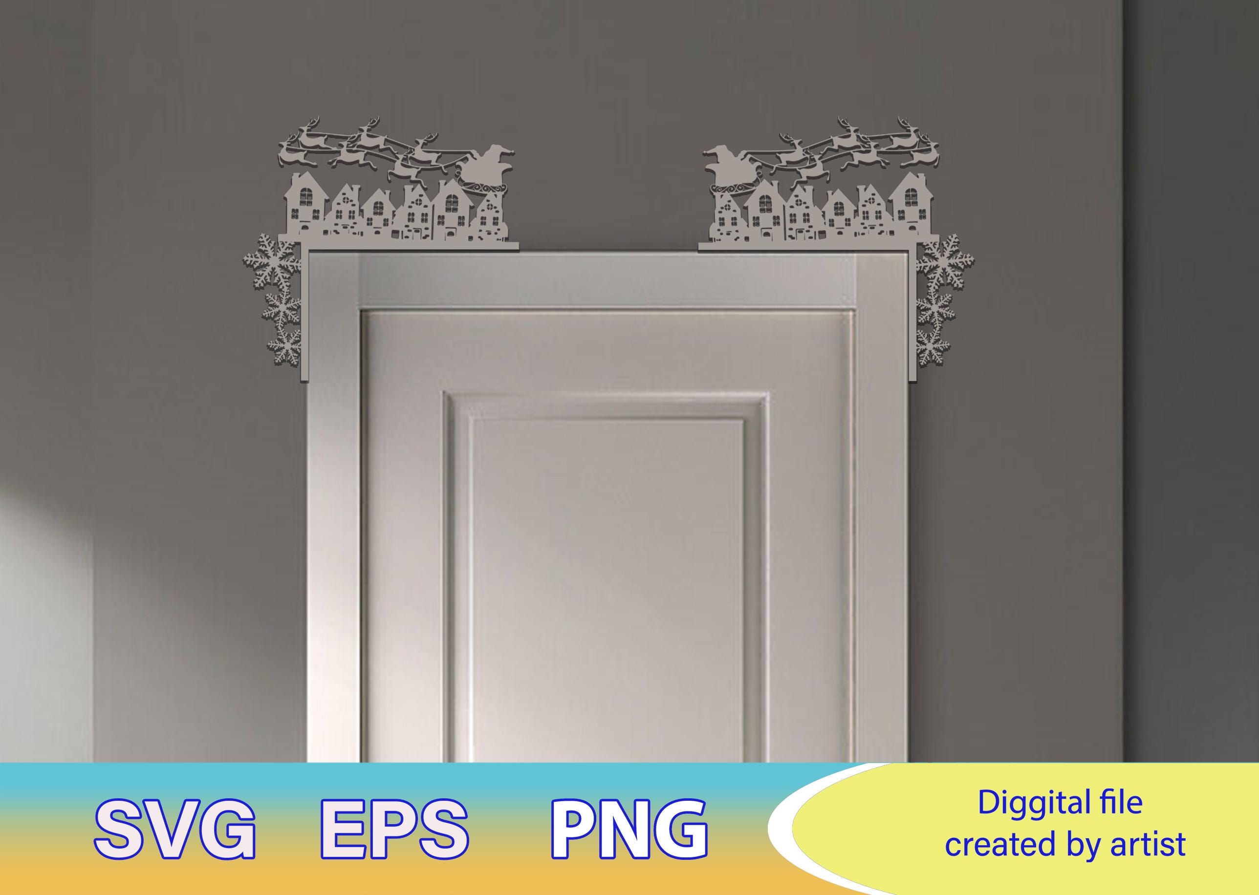 Christmas Door Corners Svg, Christmas Scene Svg, Laser Cut, Christmas ...