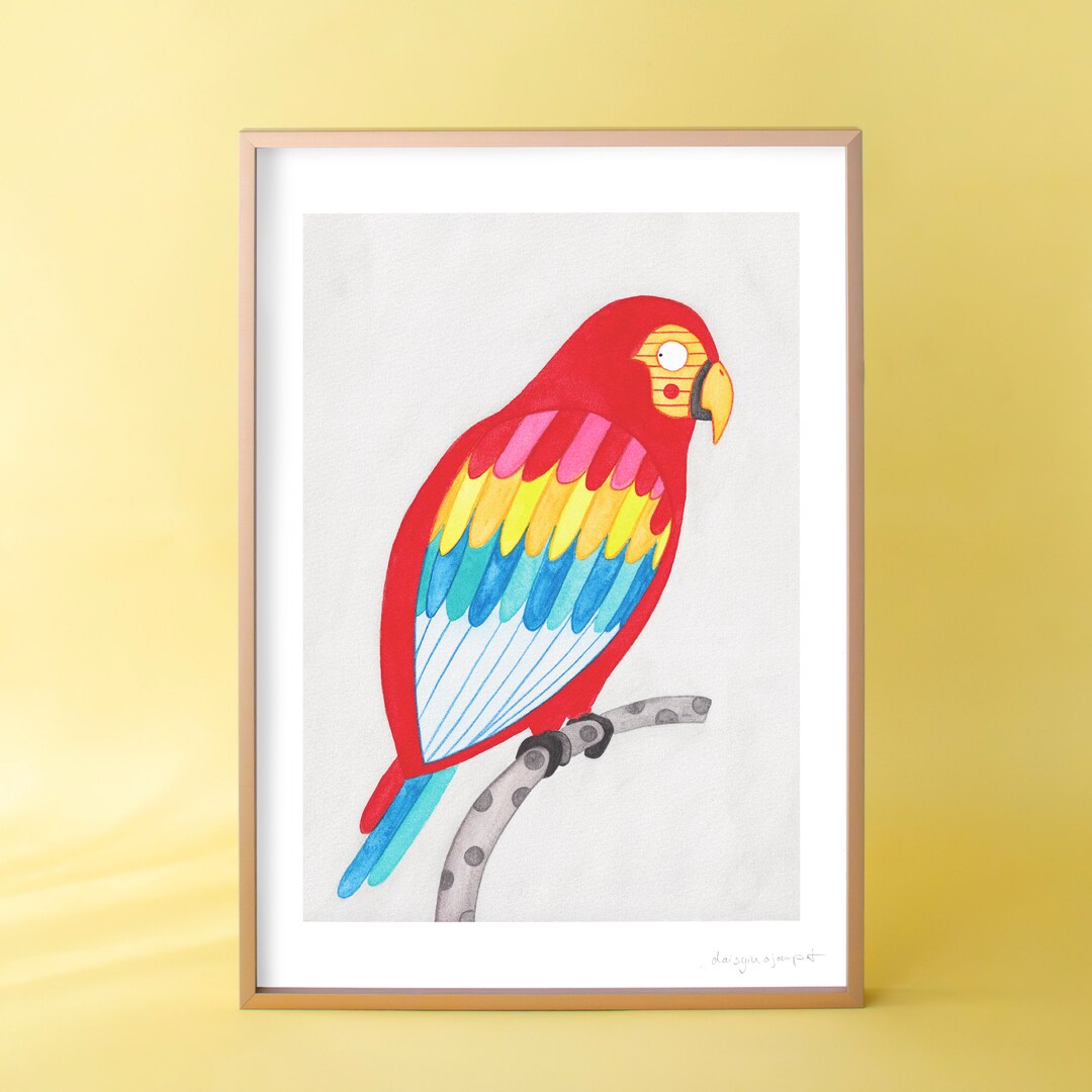 Watercolor Print, Parrot ARA Bird, DIN A4 or A3, High-quality Giclée ...