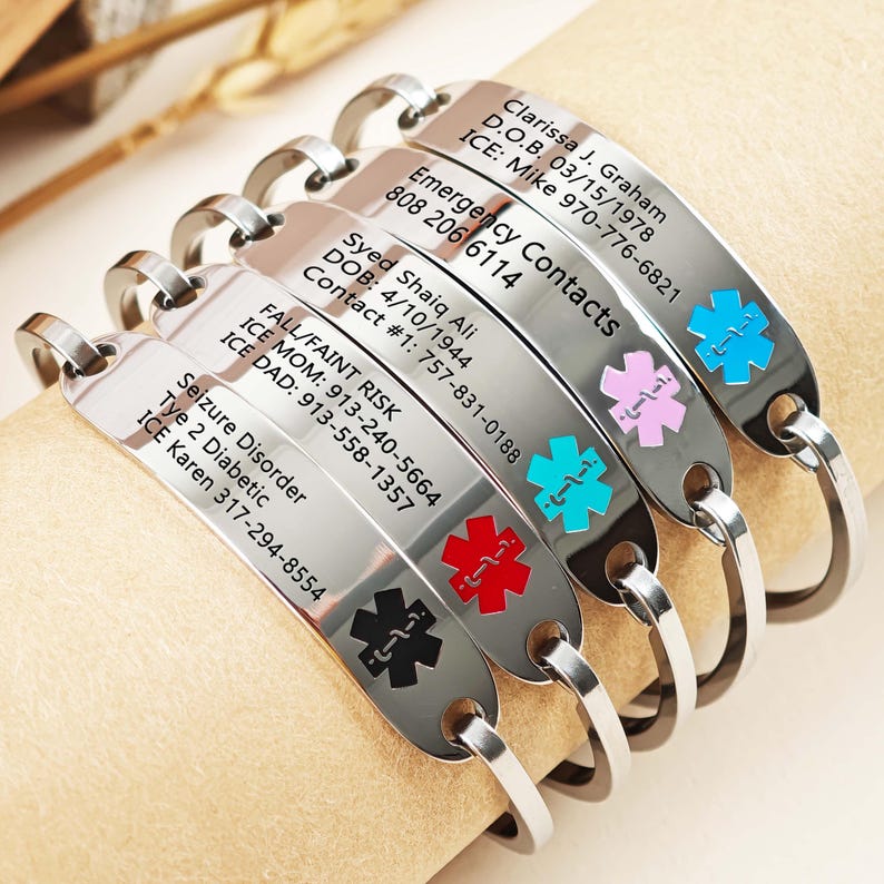 Personalized Waterproof Medical Alert Bracelet, Medical ID Bracelet ...