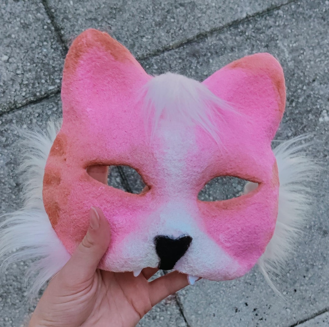 Pink Cat Mask (therian Mask Premade) - Etsy