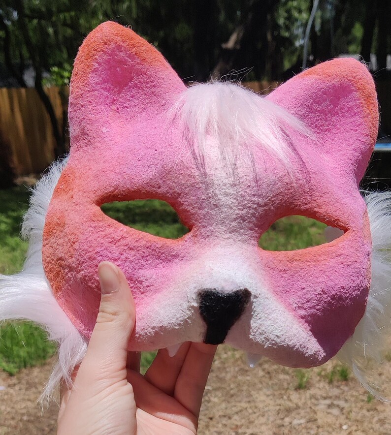 Pink Cat Mask (therian Mask Premade) - Etsy