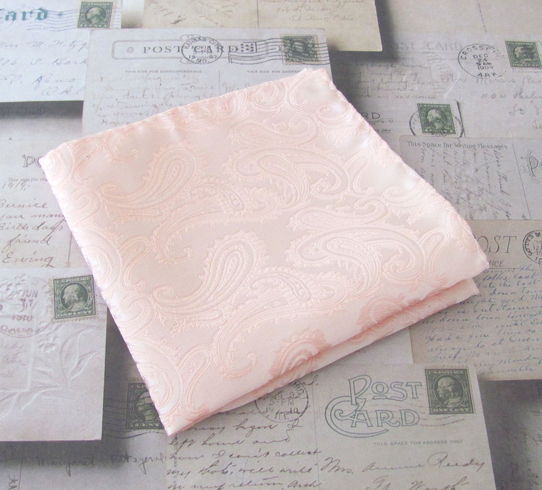 Pocket Square Pastel Peach Pale Apricot Paisley Hanky - Etsy