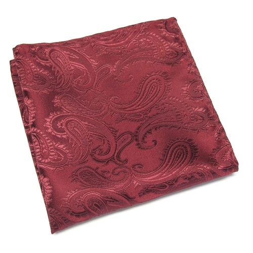Pocket Square Mens Hankerchief Hanky Paisley Red Ivory Green - Etsy