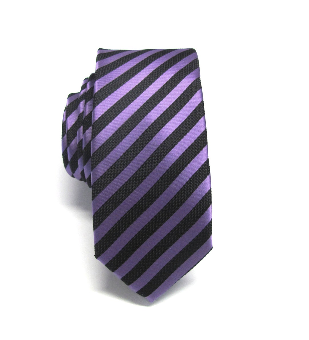 Mens Slim Tie Purple and Black Stripes Skinny Necktie - Etsy