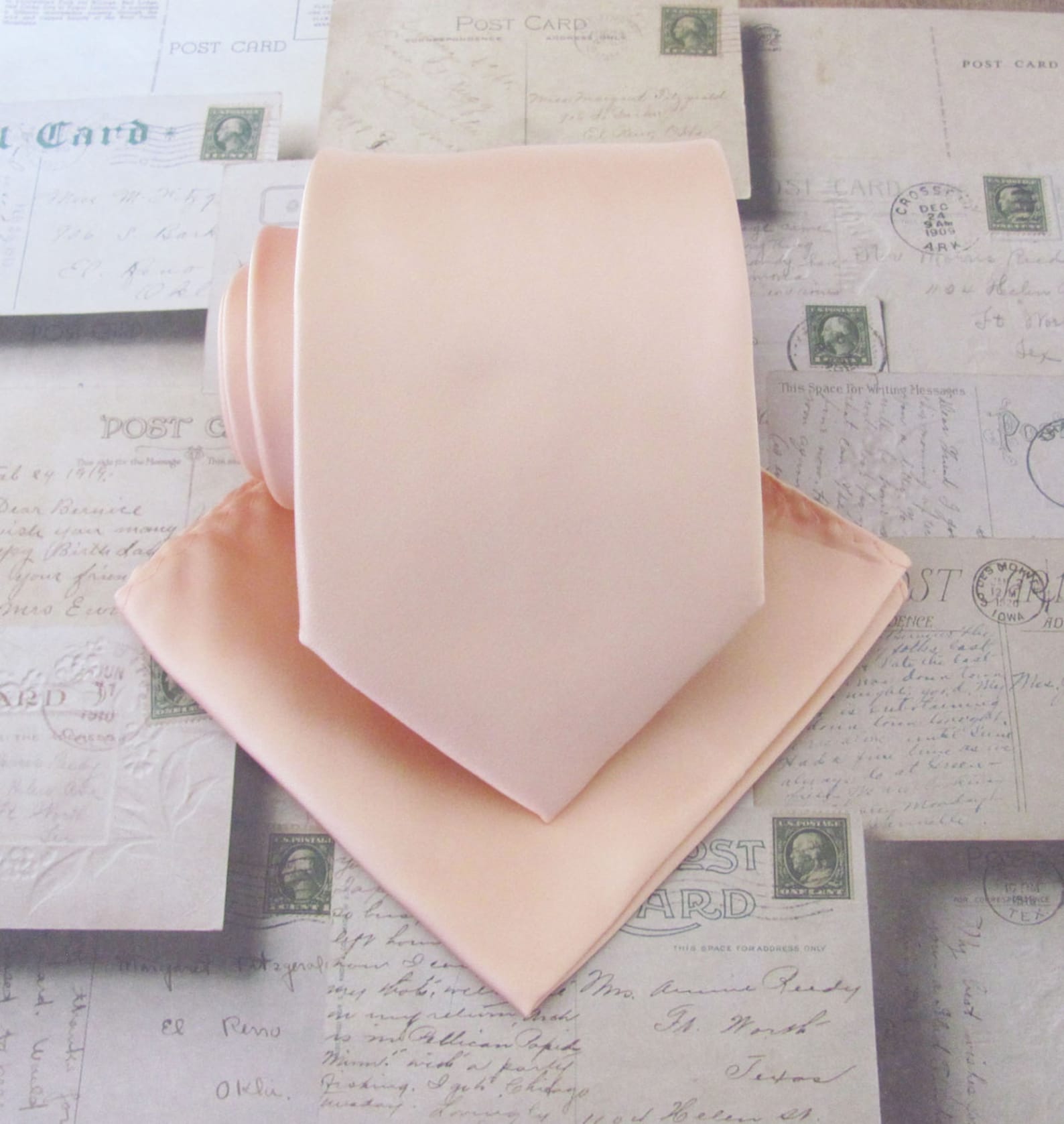 Pastel Peach Mens Tie With Matching Pocket Square Option. Pastel Peach ...