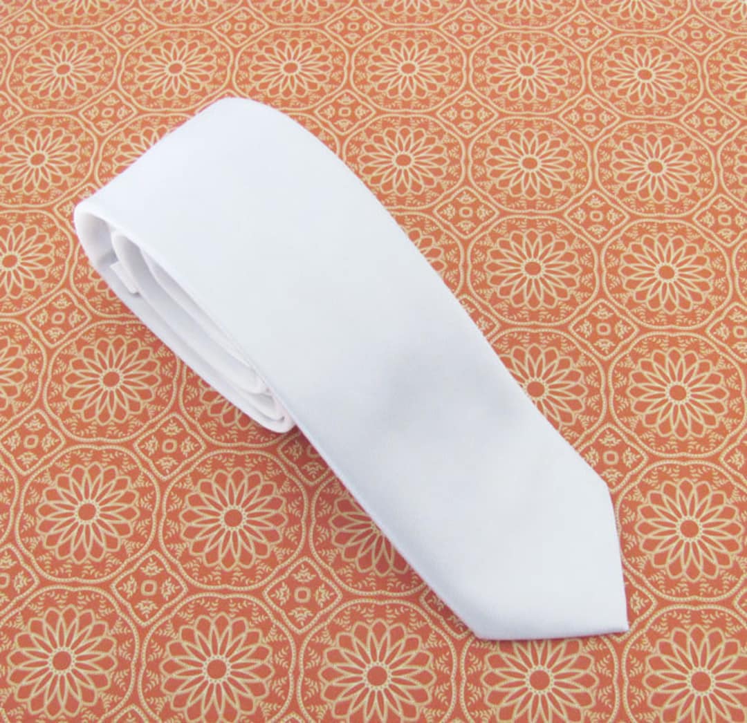 Skinny Tie White Skinny Silk Necktie With Matching Pocket Square ...