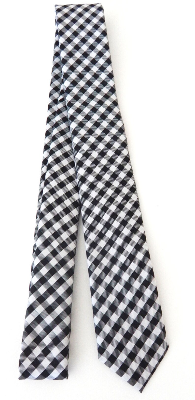 Mens Tie. Black and White Checkers Mens Skinny Necktie - Etsy
